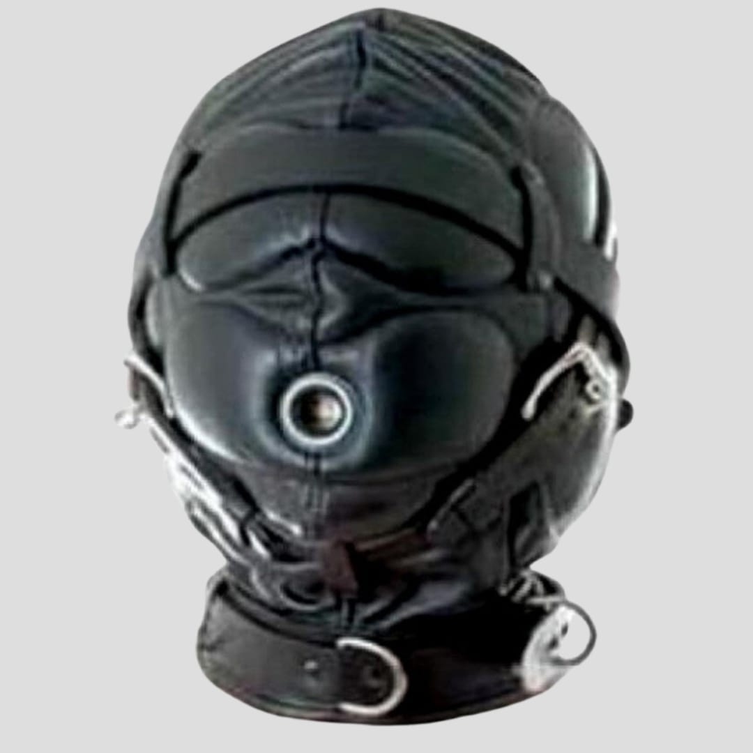 100% REAL LEATHER GIMP MASK SENSORY DEPRIVATION HOOD BONDAGE ...