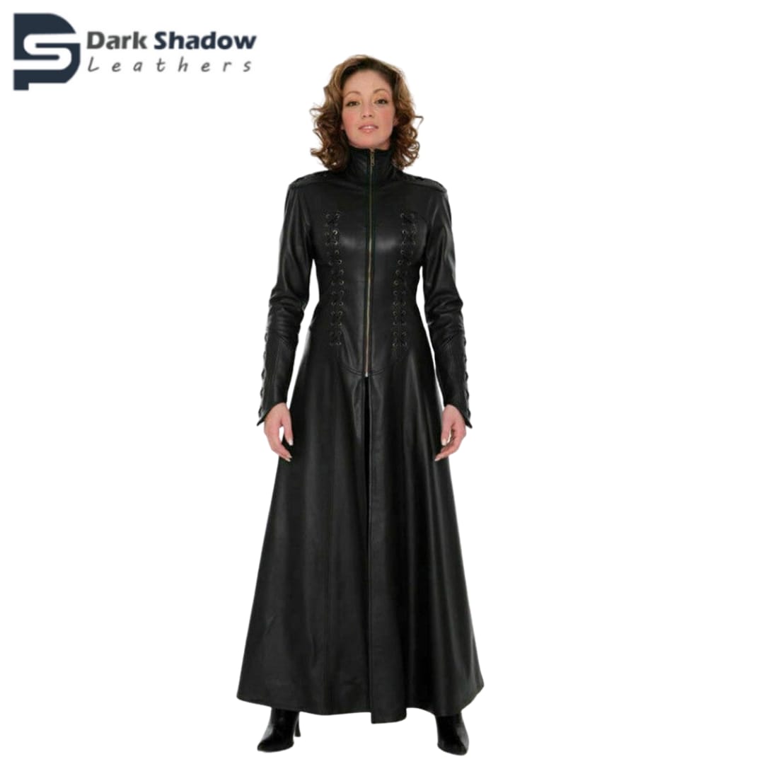 DARKSHADOW LEATHERS WOMEN REAL LEATHER CATSUIT MATRIX COAT LONG SLEEVE ...